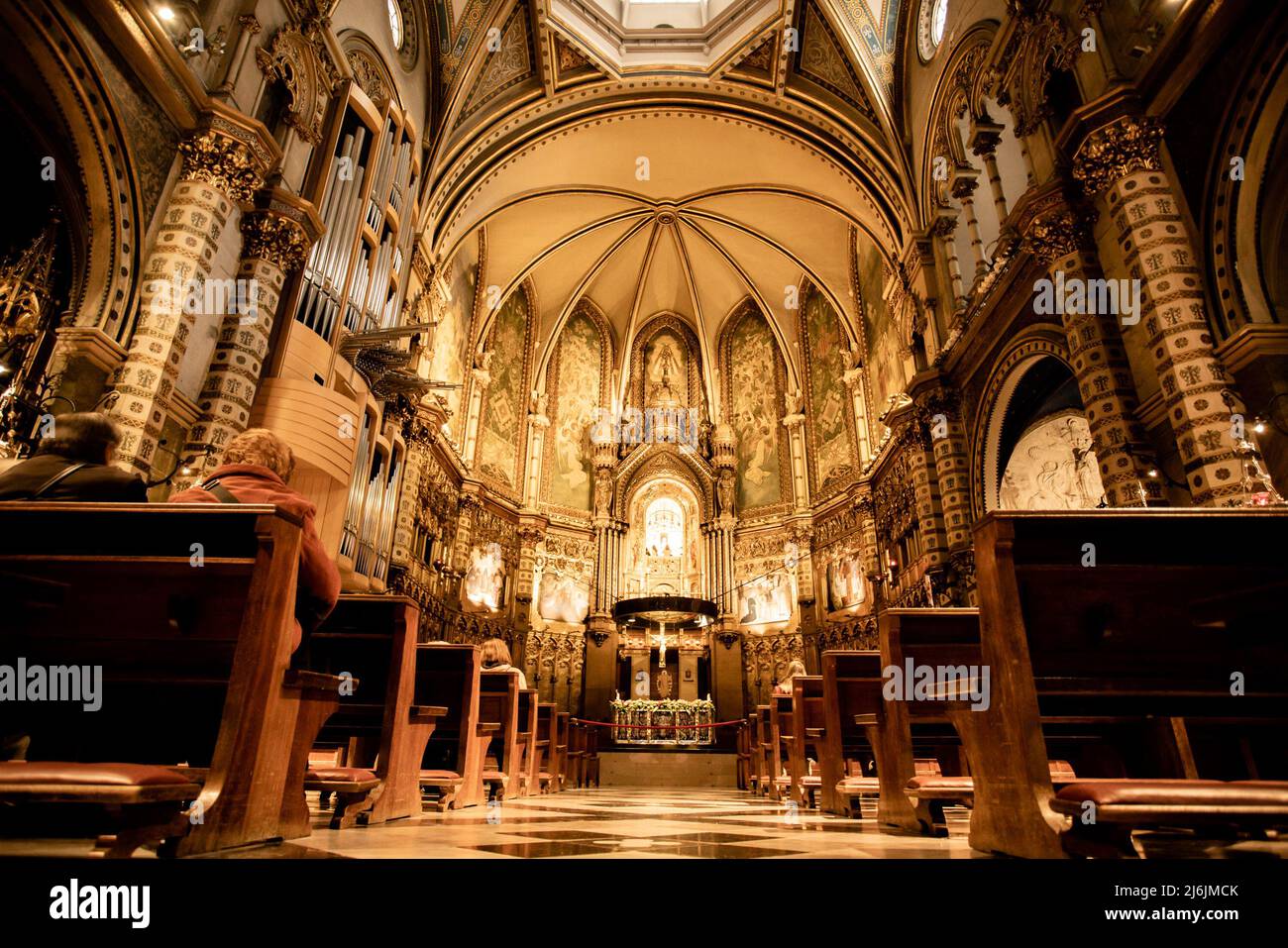 Monserrat, Spain - April 20, 2022: Interior view of historic basilica ...