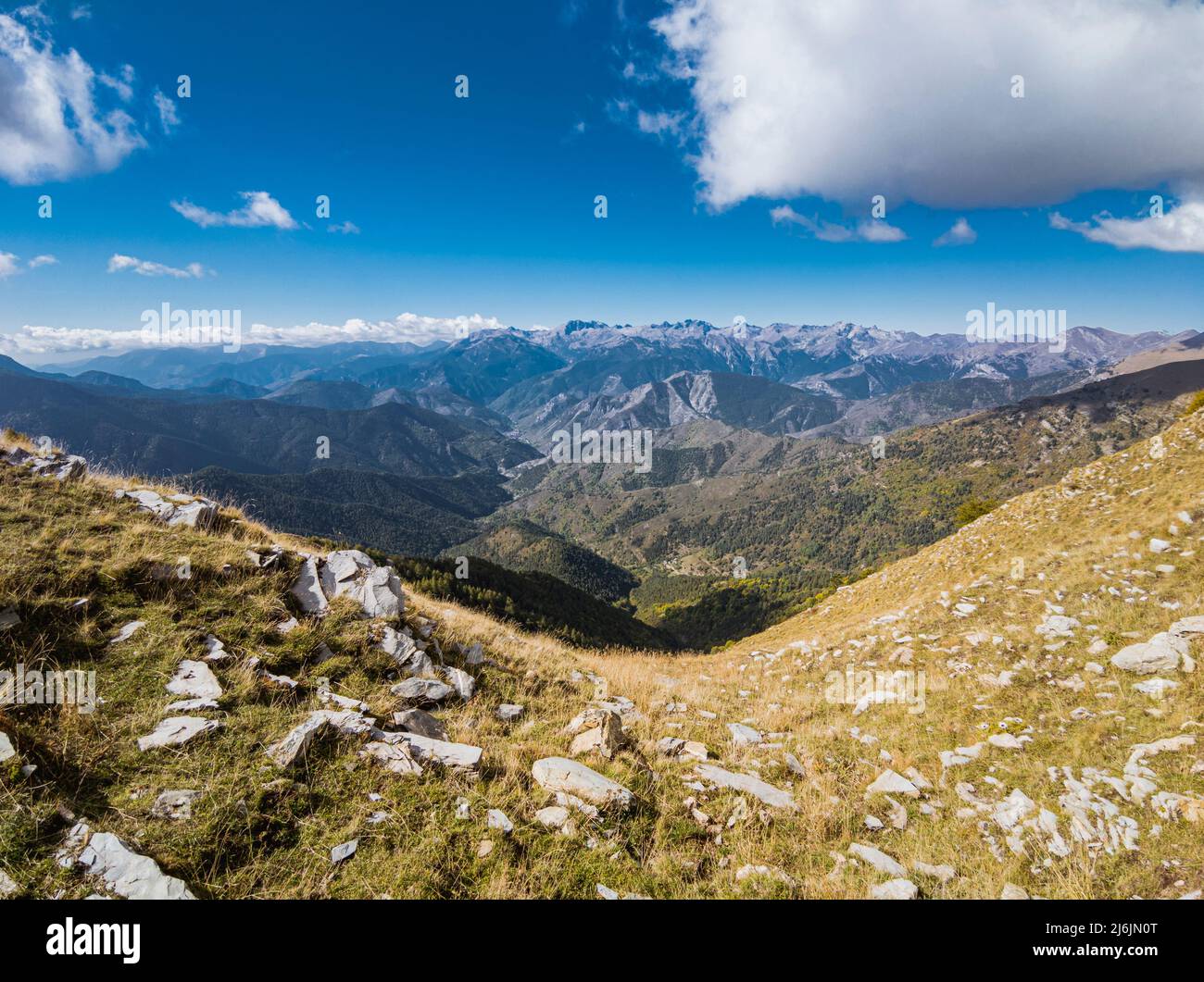 Landscape of the Ligurian Alps near Mount Saccarello on the border ...