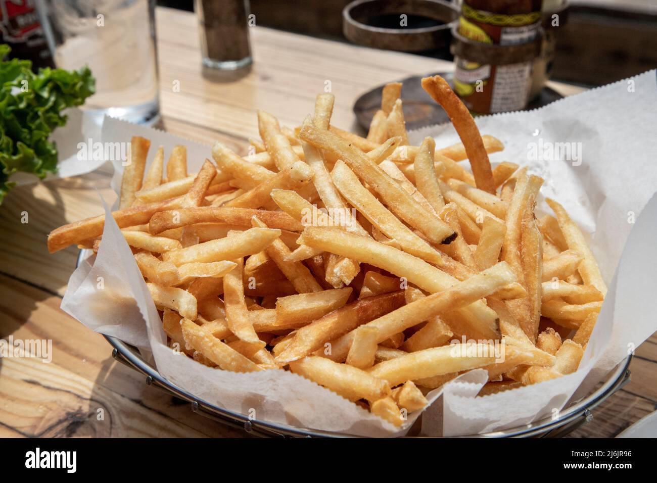 A basket of French Fries at Nepenthe, a landmark on Highway 1 in Big ...