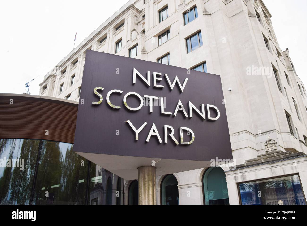 General view of the New Scotland Yard sign at the headquarters of the ...