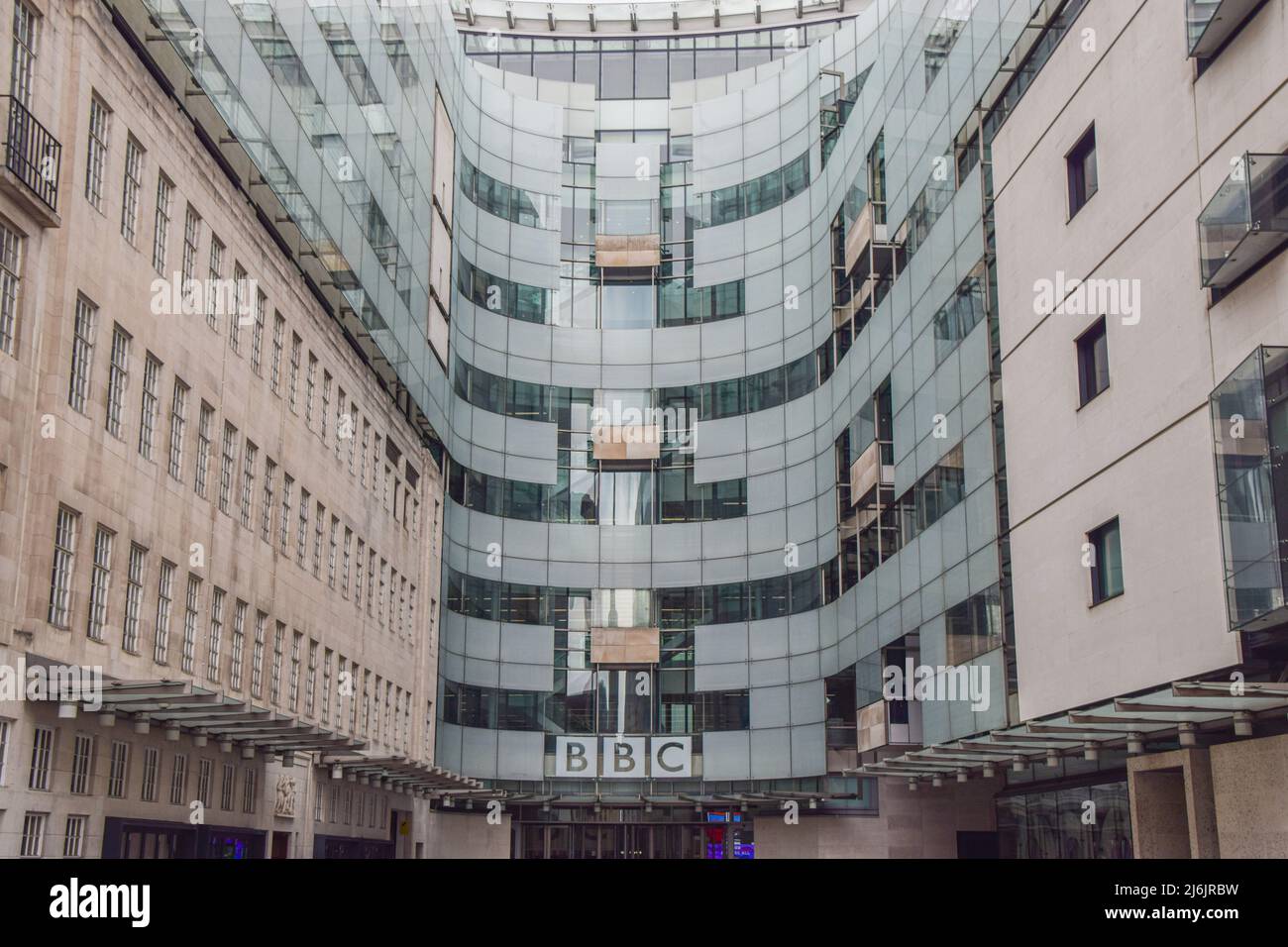 General view of Broadcasting House, BBC headquarters in central London ...