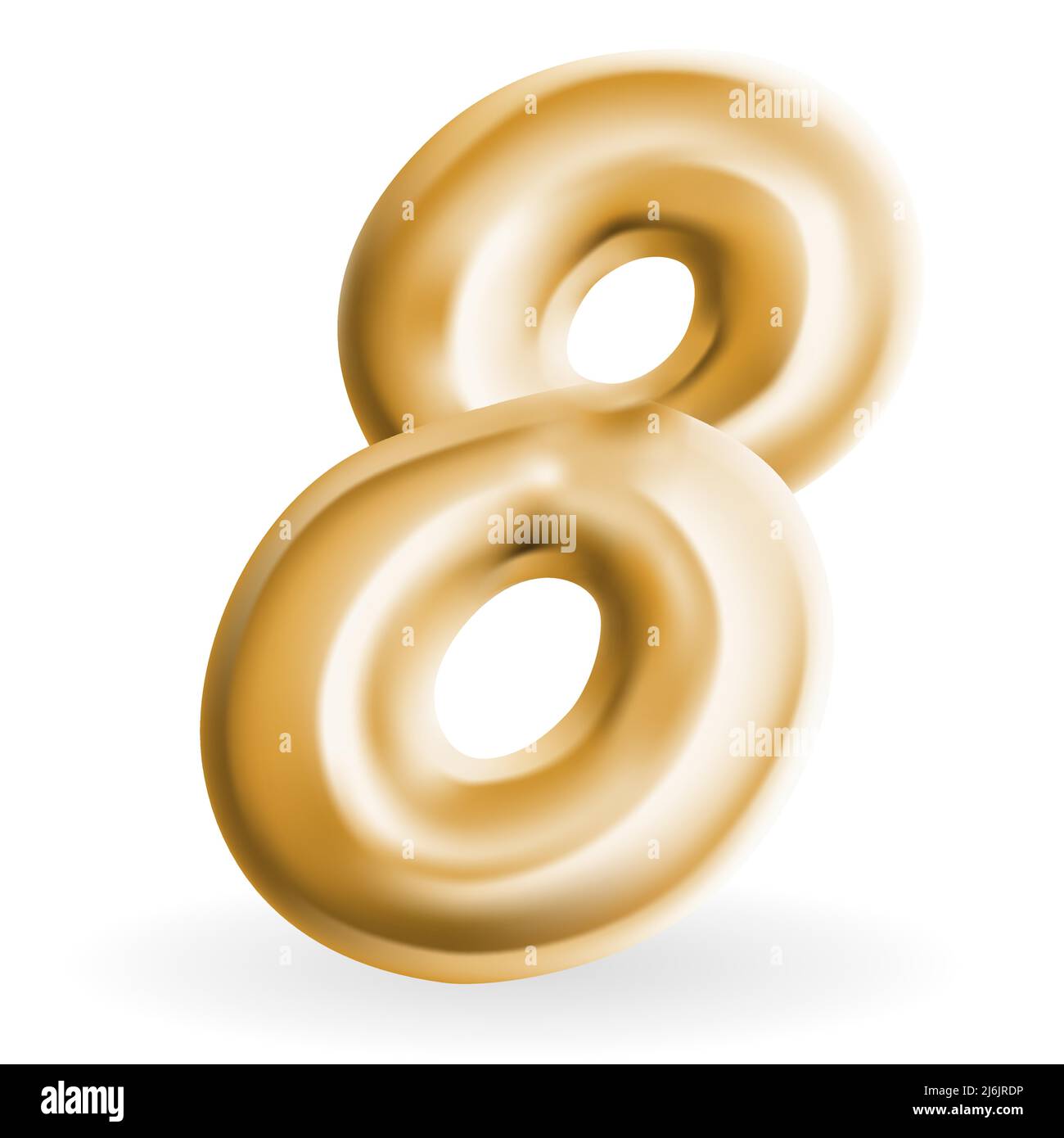 Golden Volumetric 3D Text Balloons Lettering 8 Isolated on White ...