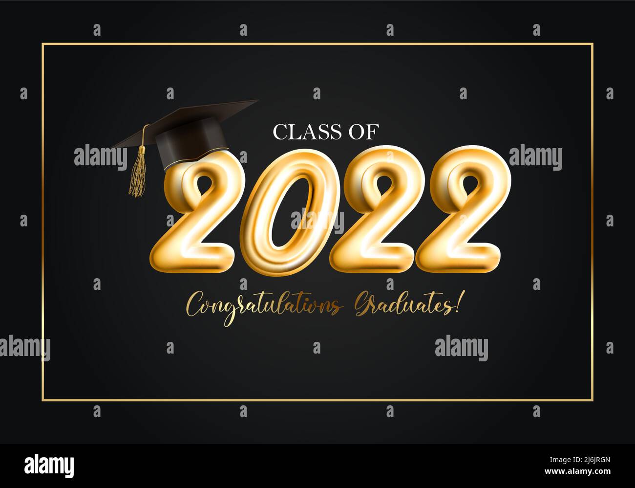 Class of 2022 congratulations graduates greeting card. Vector ...