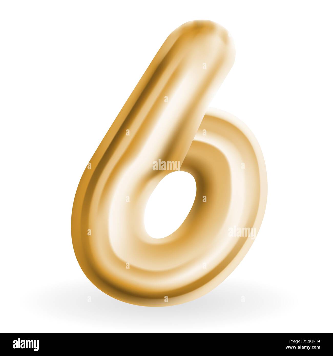 Golden Volumetric 3D Text Balloons Lettering 6 Isolated on White ...