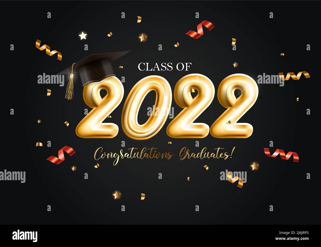 Class of 2022 congratulations graduates greeting card. Vector ...