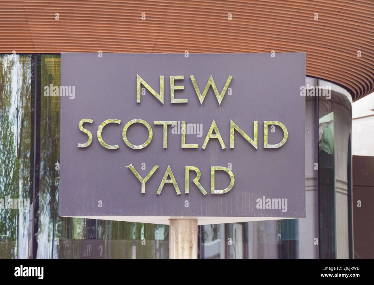 General view of the New Scotland Yard sign at the headquarters of the ...