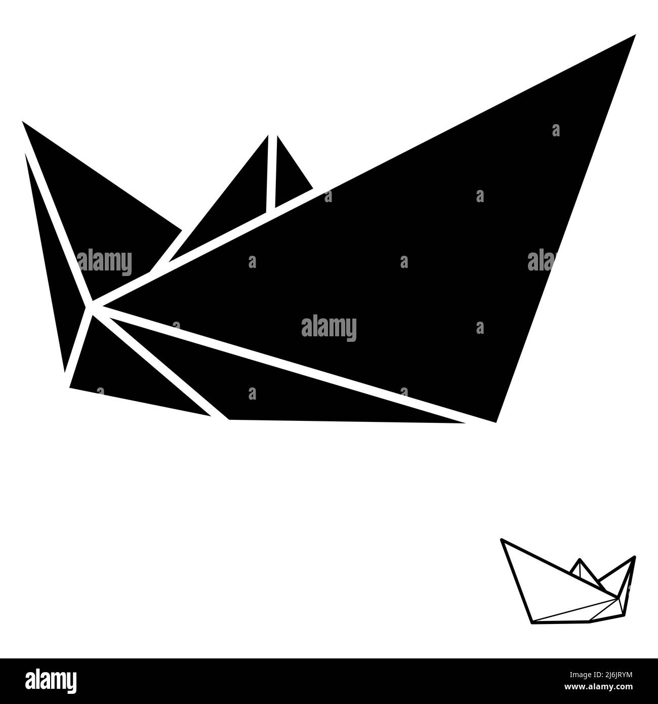 Set of vector illustrations of paper boat icons. Outline simple and ...