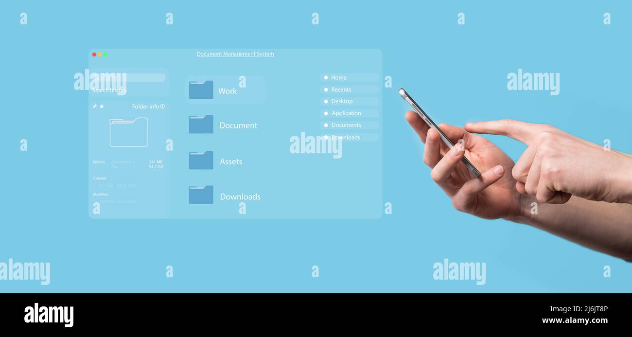 Document management concept. Virtual screen icons Document Management ...