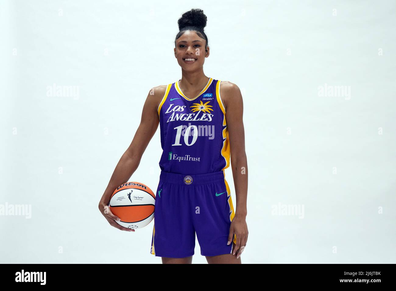 Los Angeles Sparks center Olivia Nelson-Ododa (10) poses during media ...