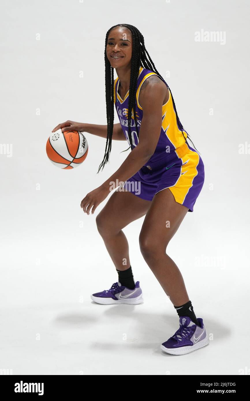 Los Angeles Sparks forward Jasmine Walker (40) poses during media day ...