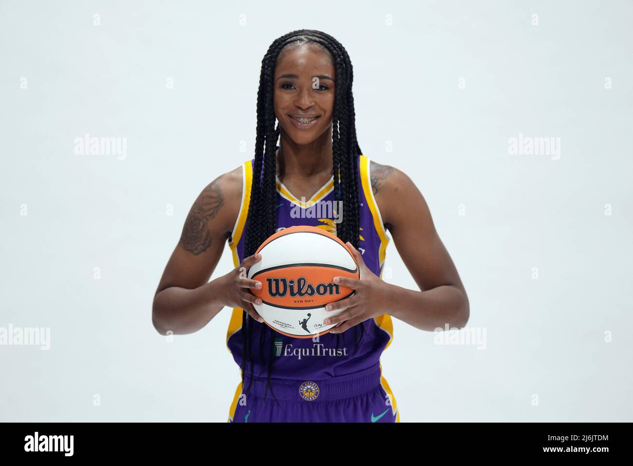Los Angeles Sparks forward Jasmine Walker (40) poses during media day ...