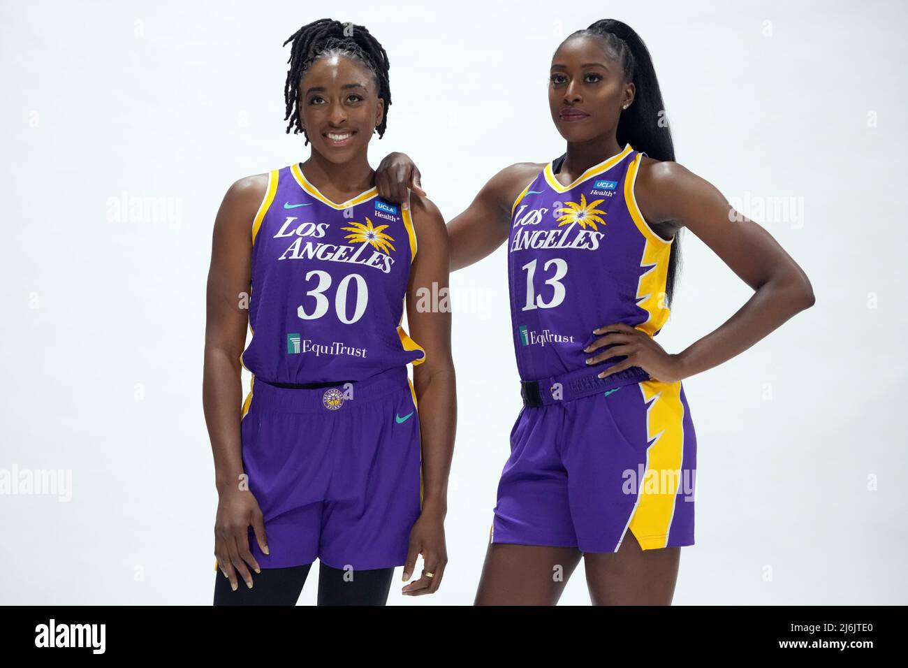 Los Angeles Sparks forwards and sisters Nneka Ogwumike (30) and Chiney ...