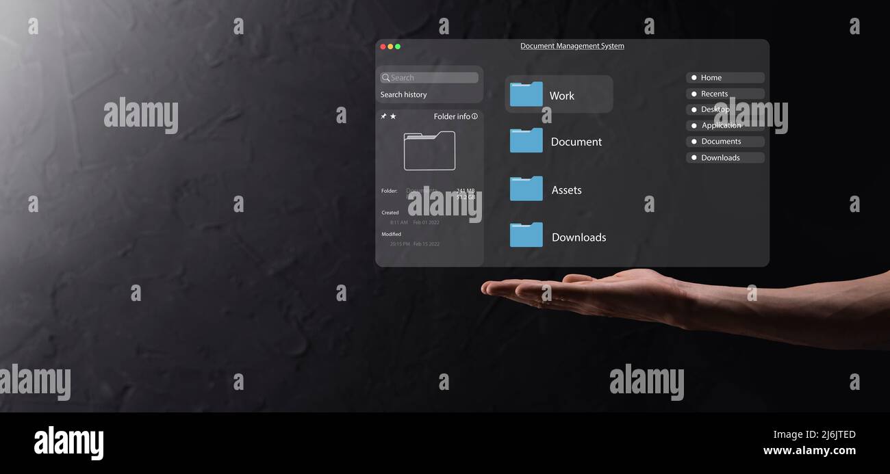 Document management concept. Virtual screen icons Document Management ...