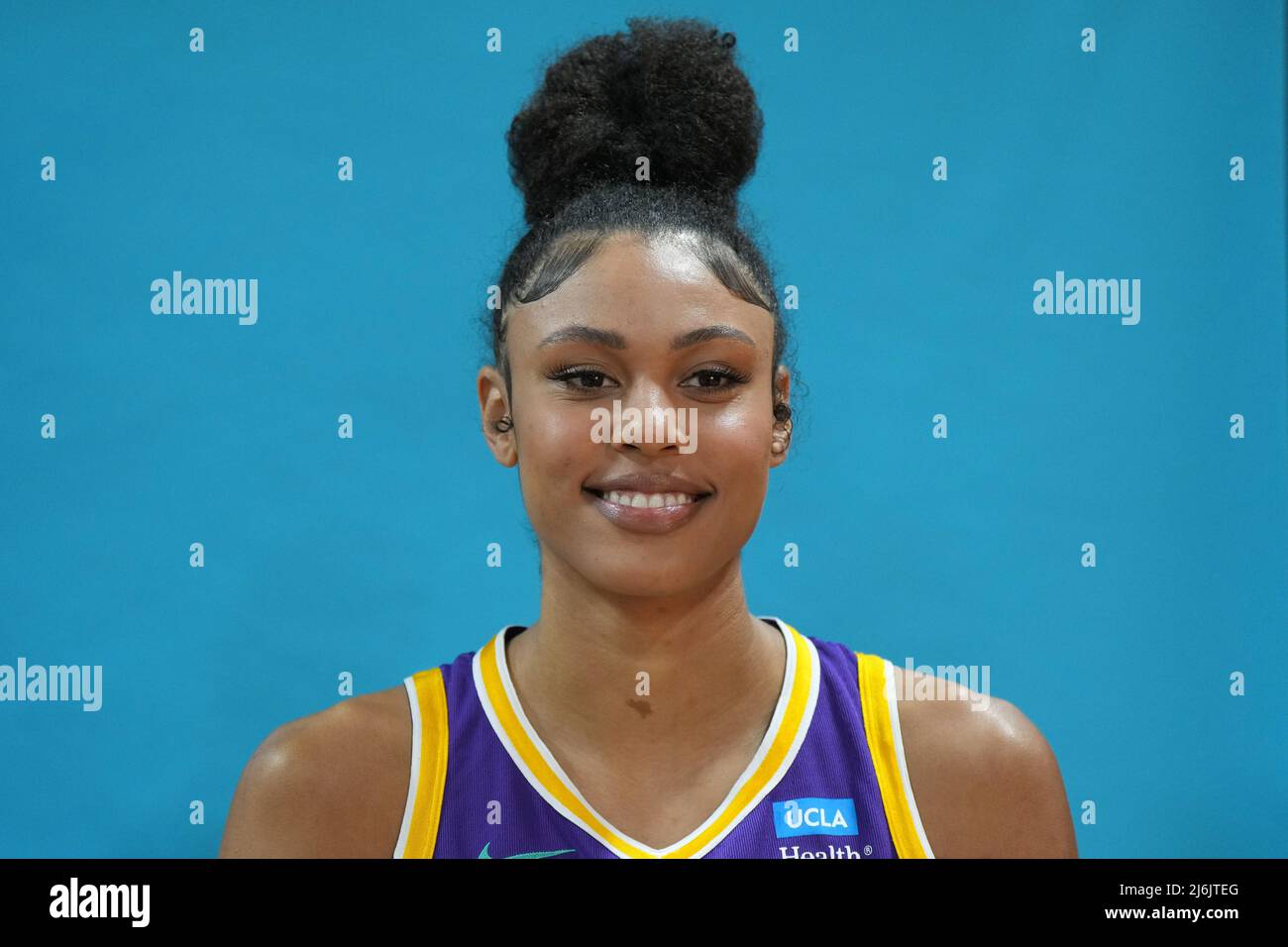 Los Angeles Sparks center Olivia Nelson-Ododa (10) poses during media ...
