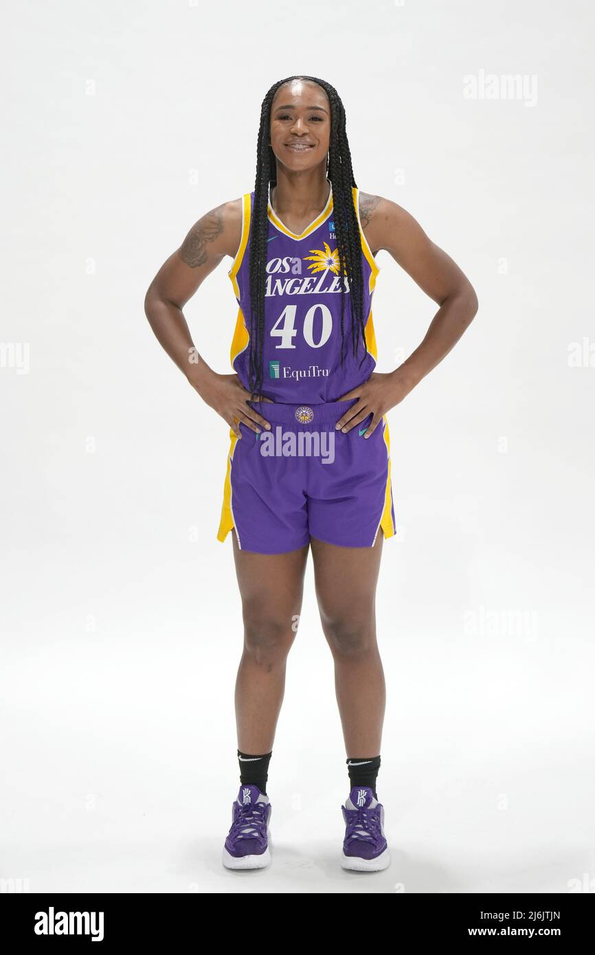Los Angeles Sparks forward Jasmine Walker (40) poses during media day ...