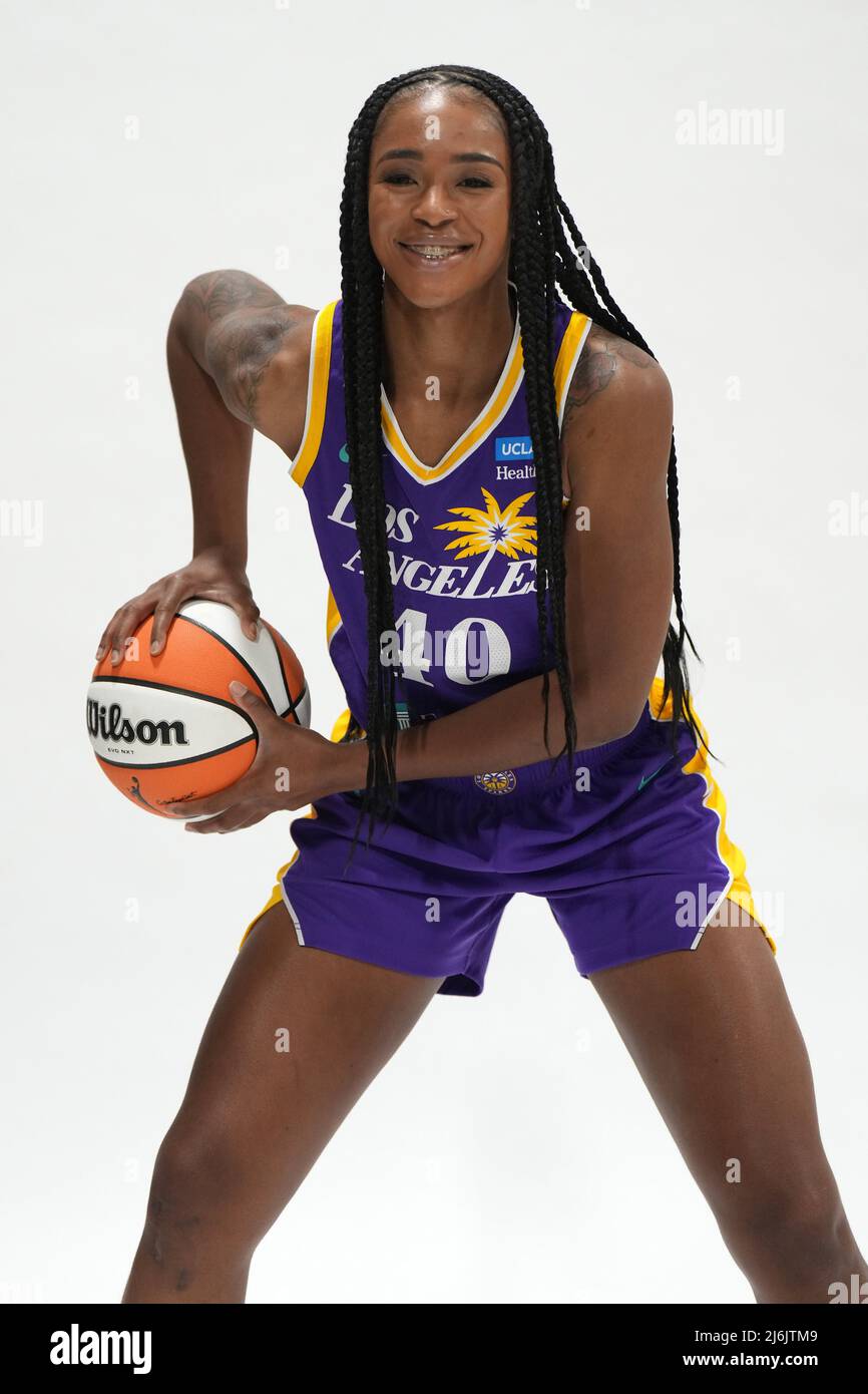 Los Angeles Sparks forward Jasmine Walker (40) poses during media day ...