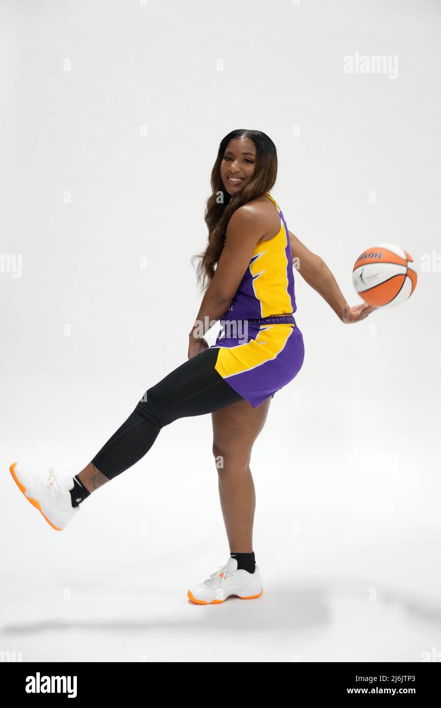 Los Angeles Sparks guard Te'a Cooper (2) poses during media day ...