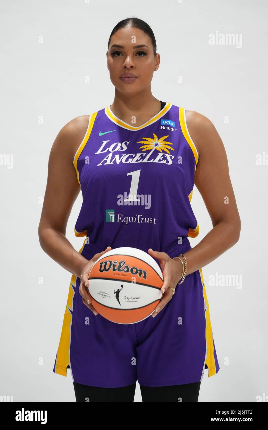Los Angeles Sparks center Liz Cambage (1) poses during media day ...