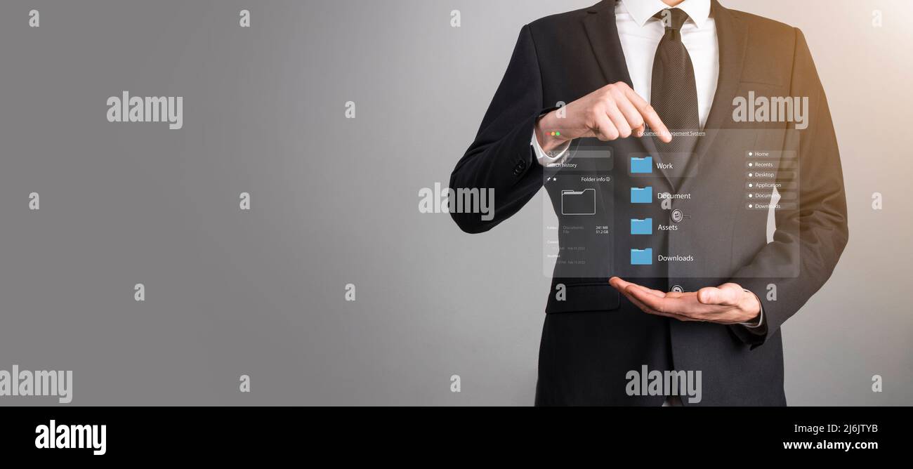 Document management concept. Virtual screen icons Document Management ...
