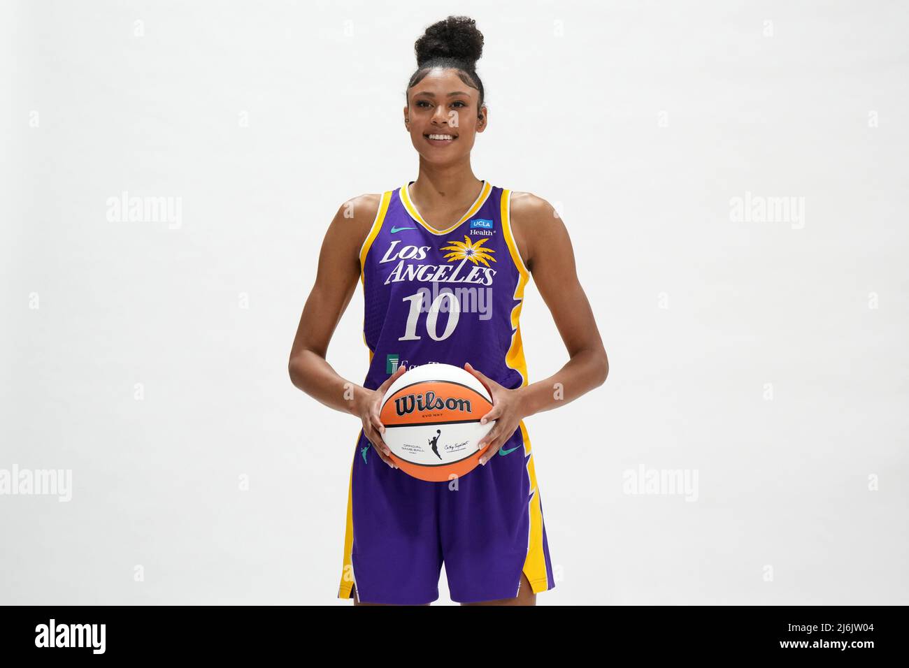Los Angeles Sparks center Olivia Nelson-Ododa (10) poses during media ...