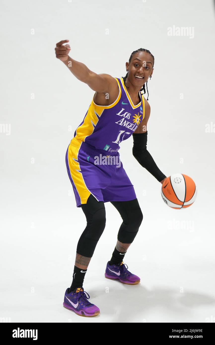 Los Angeles Sparks guard Brittney Sykes (15) poses during media day ...