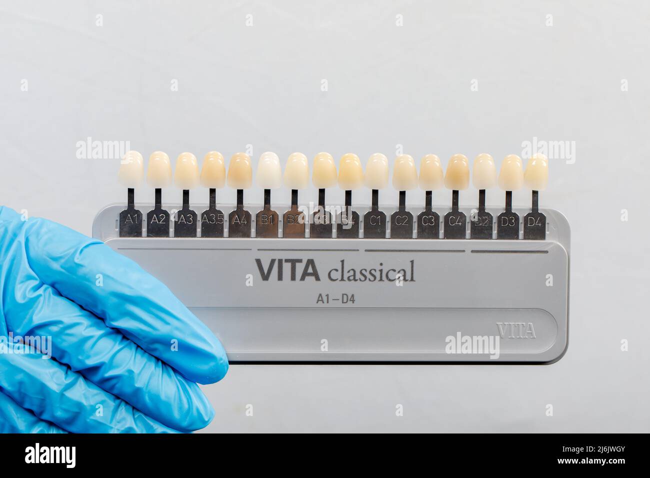 Palette of shades of teeth scale vita. A tool for teeth whitening ...