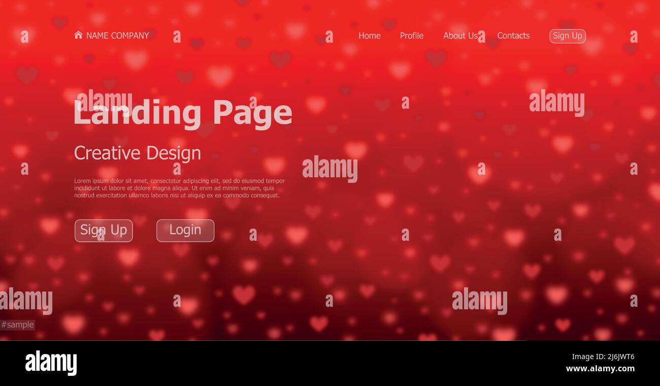 Red heart background design concept for dating website landing page ...