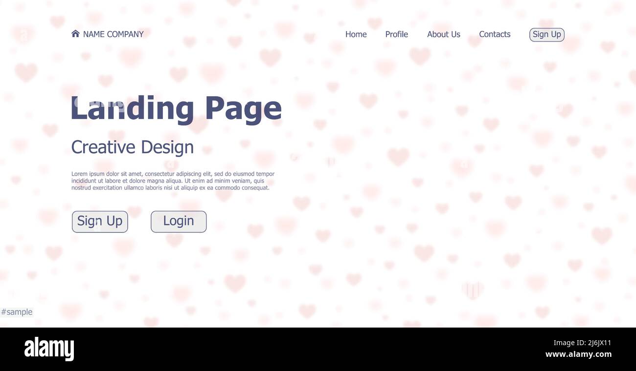 Red heart background design concept for dating website landing page ...