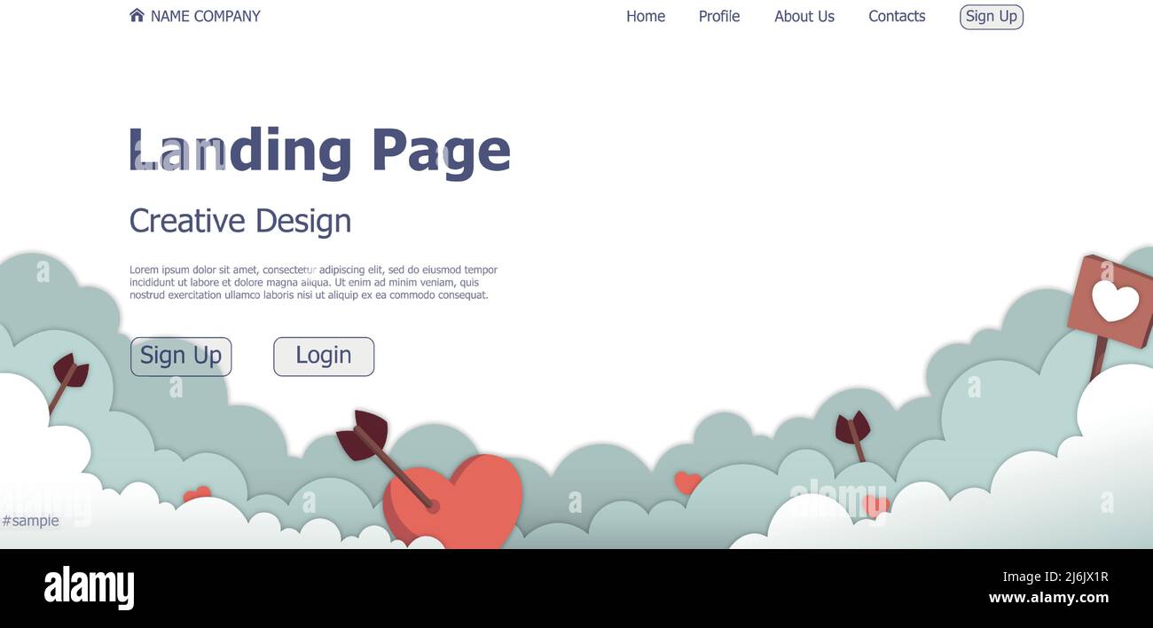White heart background design concept for dating website landing page ...