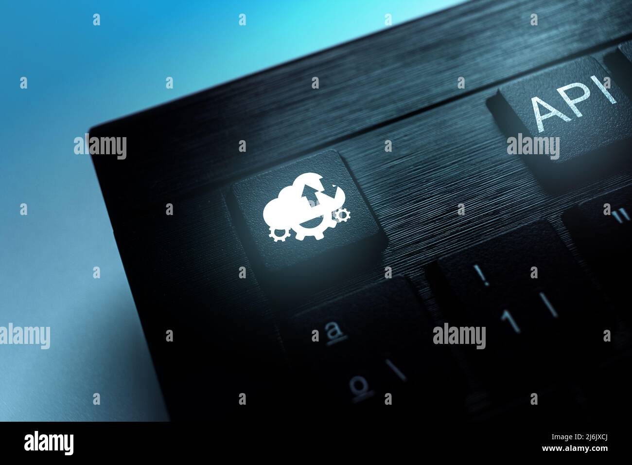 Keyboard with API acronym word icon to push button. Internet and ...