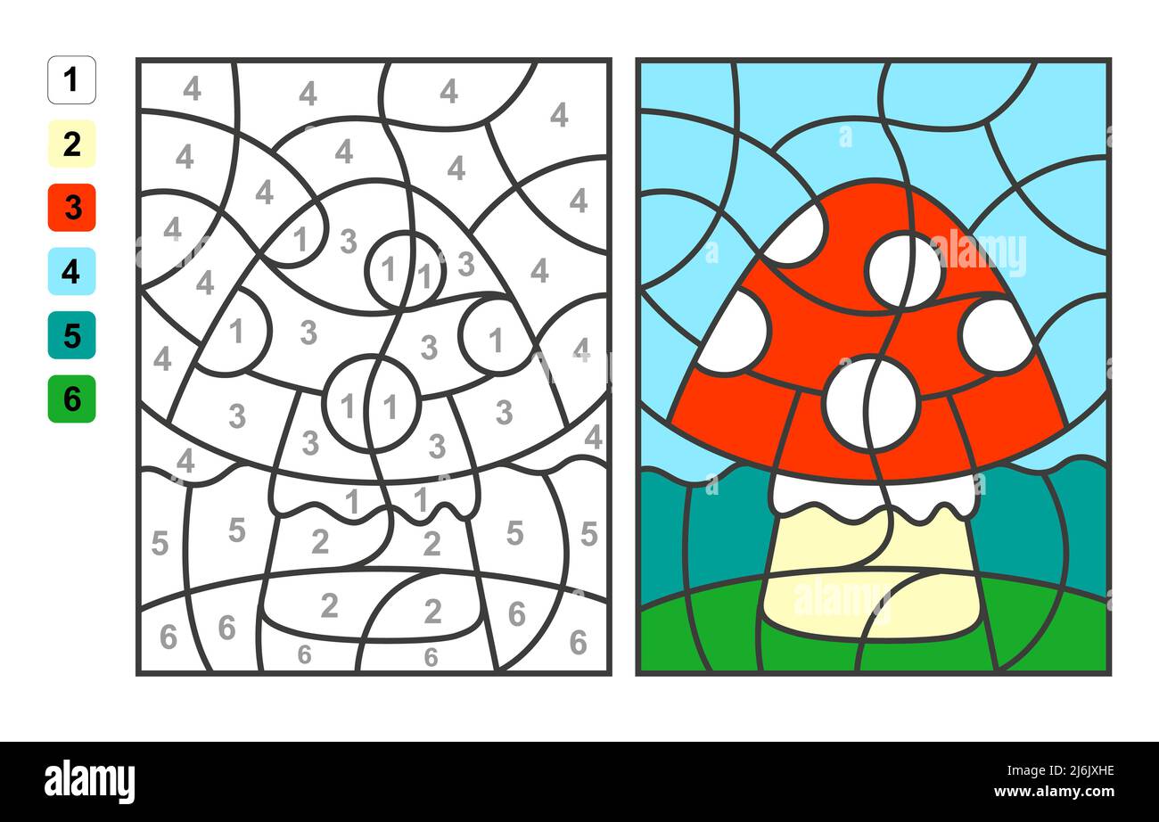 Vector coloring page Color by numbers Easter egg hunt. Puzzle game for ...