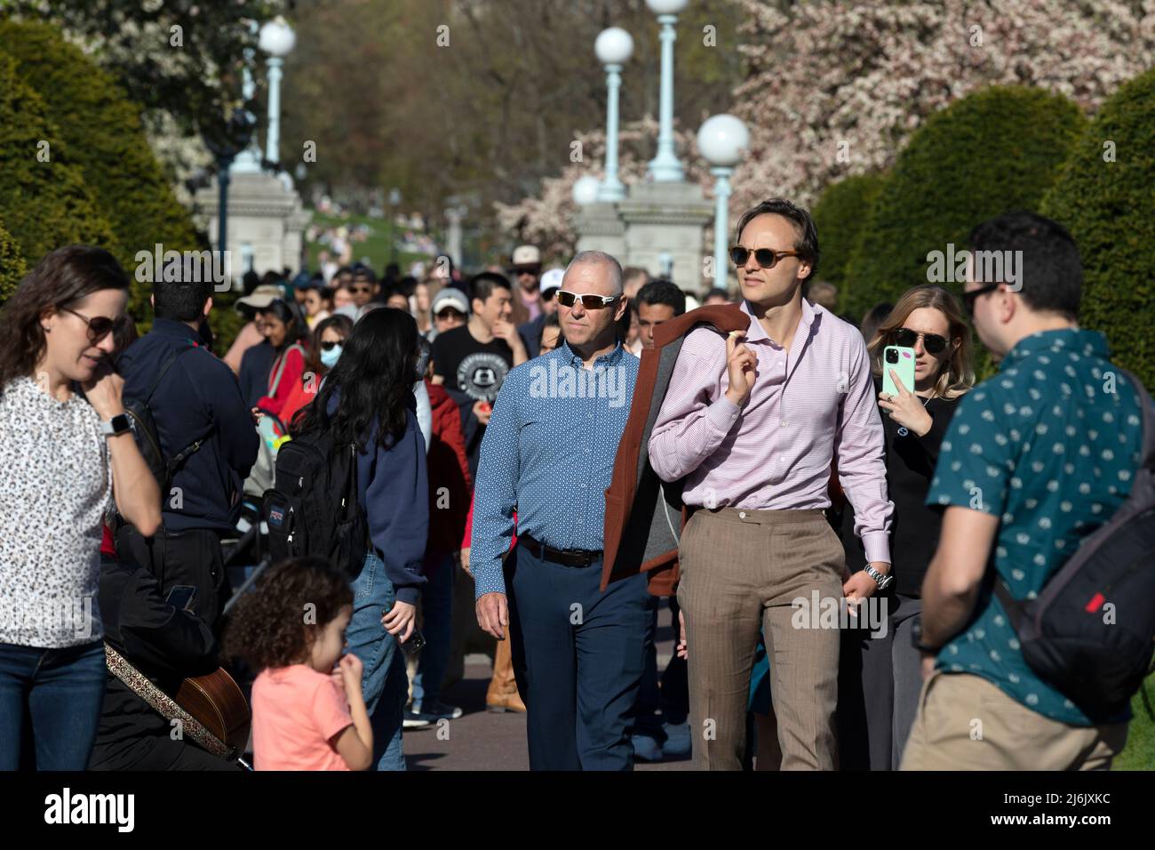 Crowd of people on spring day Boston Public Garden Stock Photo - Alamy