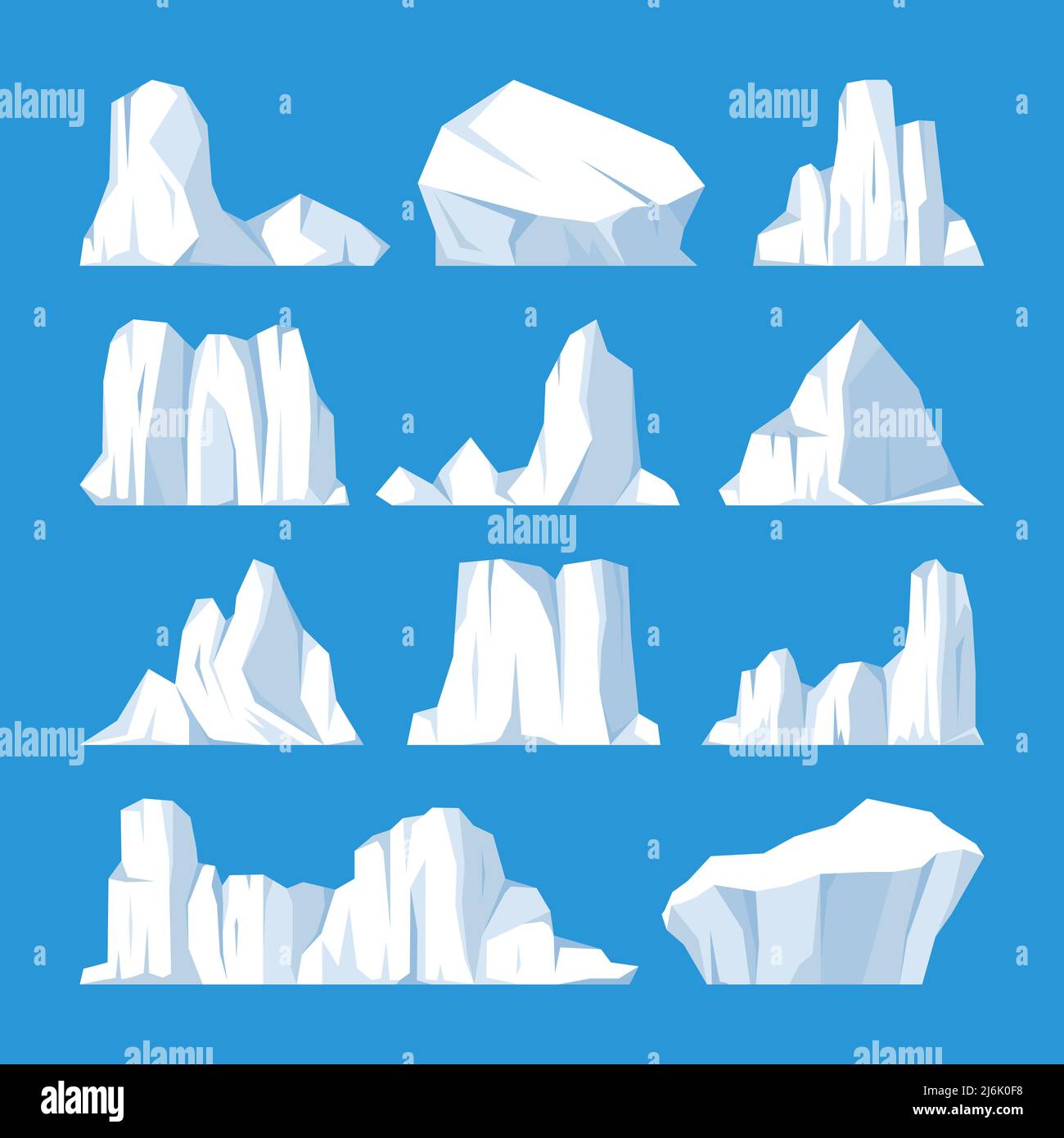 Floating icebergs collection. Drifting arctic glacier, block of frozen ...