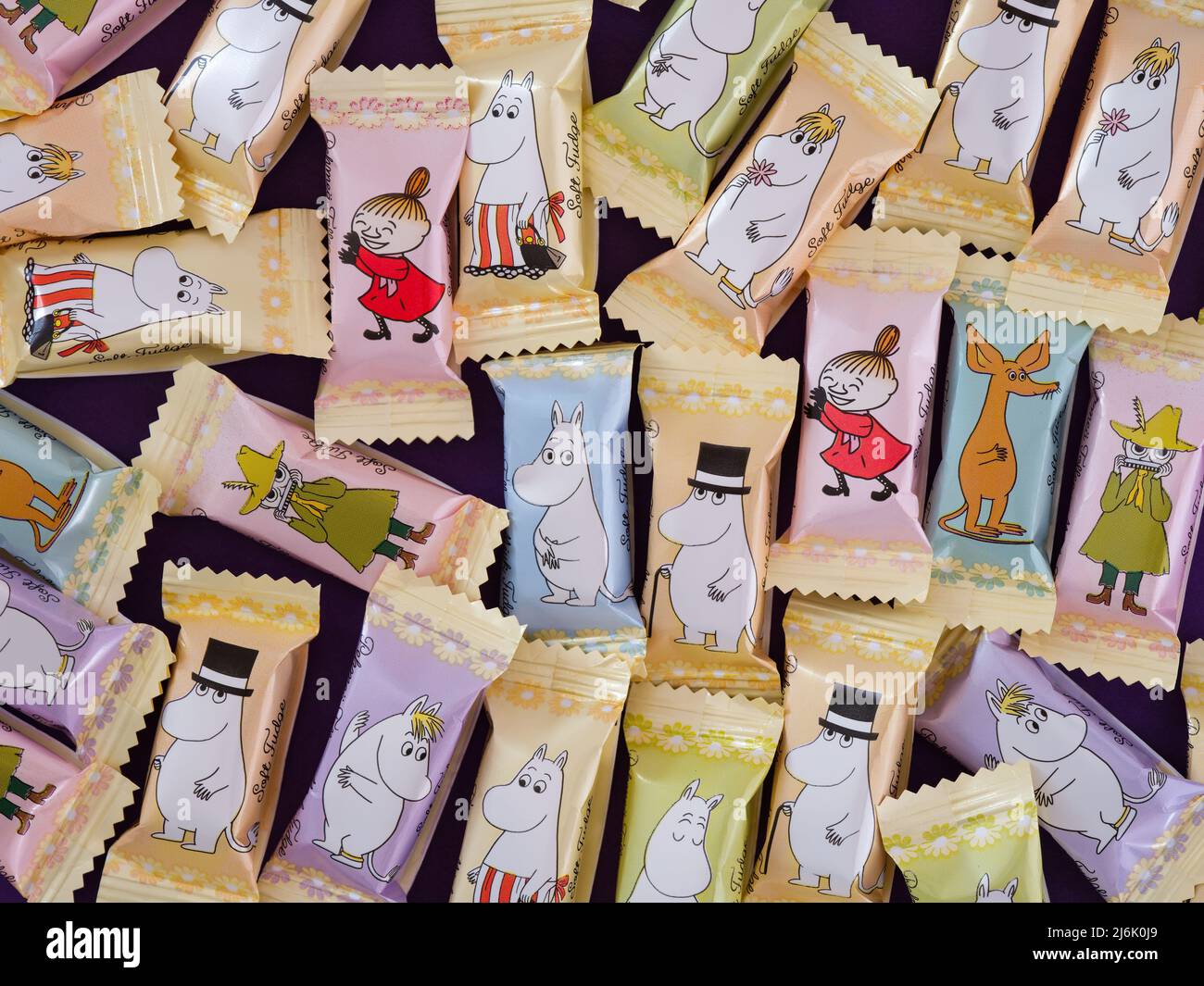 Tambov, Russian Federation - April 27, 2022 A background of Moomin Soft ...