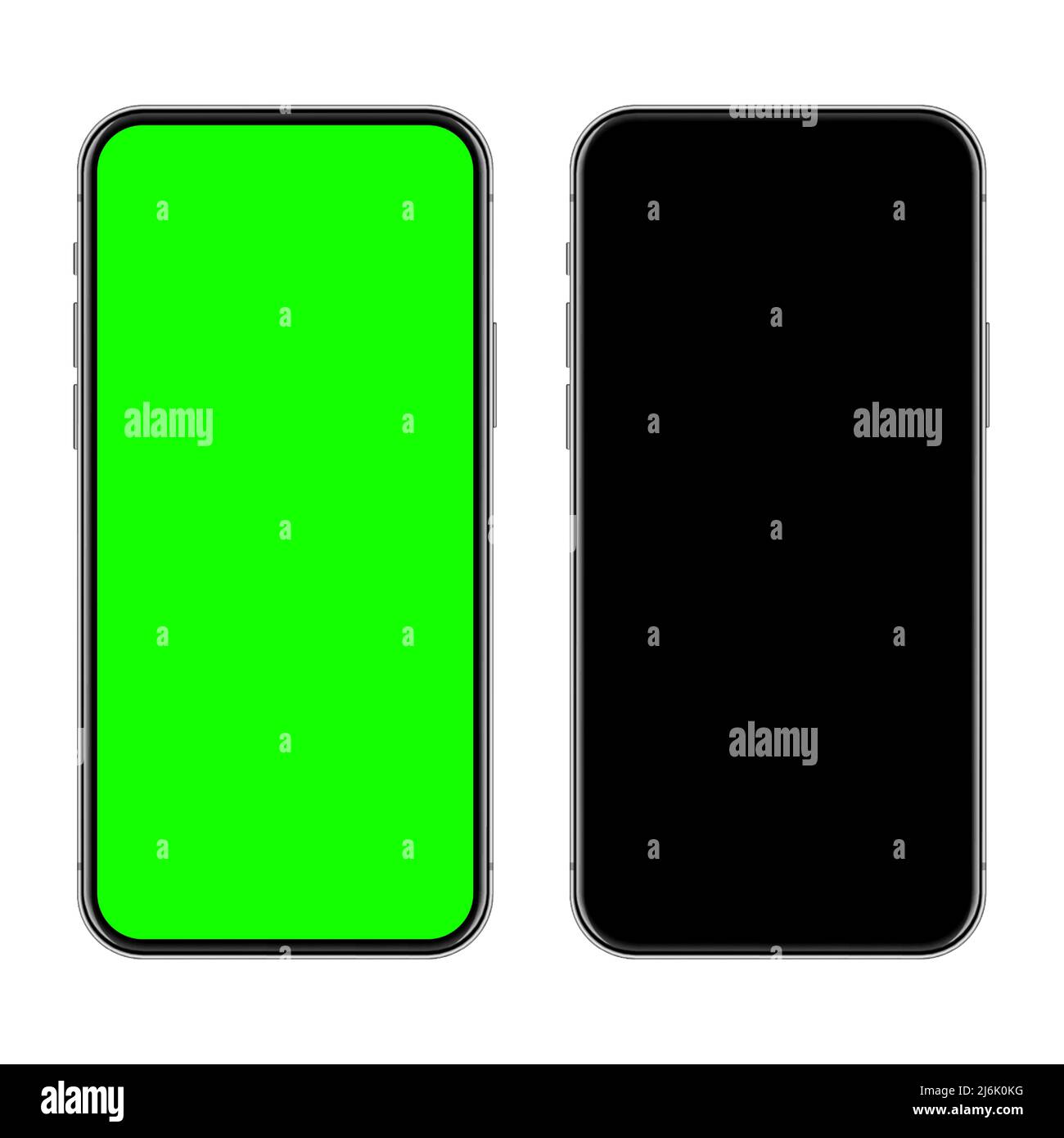 Realistic smartphone with blank touch screen and green chroma key ...