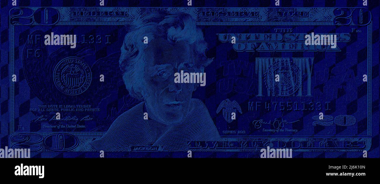 Closeup of front side of 20 dollar banknote for design purpose Stock ...