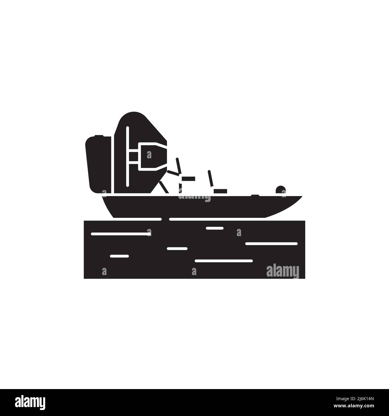 Airboat color line icon. Isolated vector element. Outline pictogram for ...