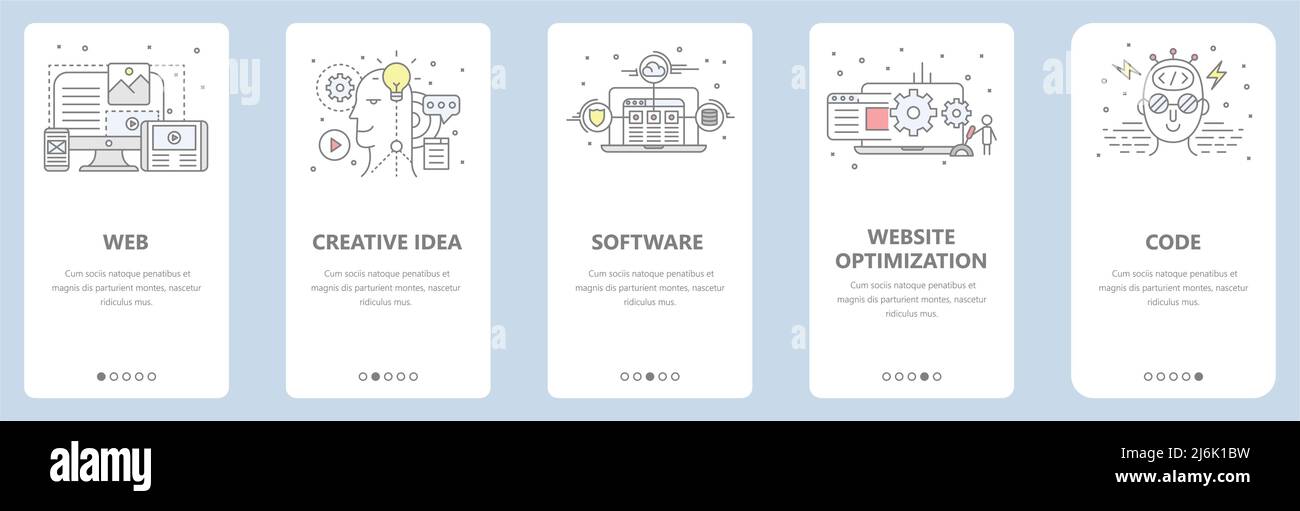 Vector thin line flat design, web development concept banners Stock ...