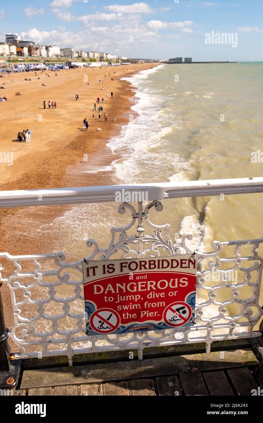 View of Brighton Beach from Brighton Pier- Victorian structure and ...
