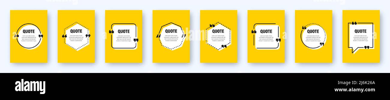 Set of modern yellow banners with quote frames. Speech bubbles with ...
