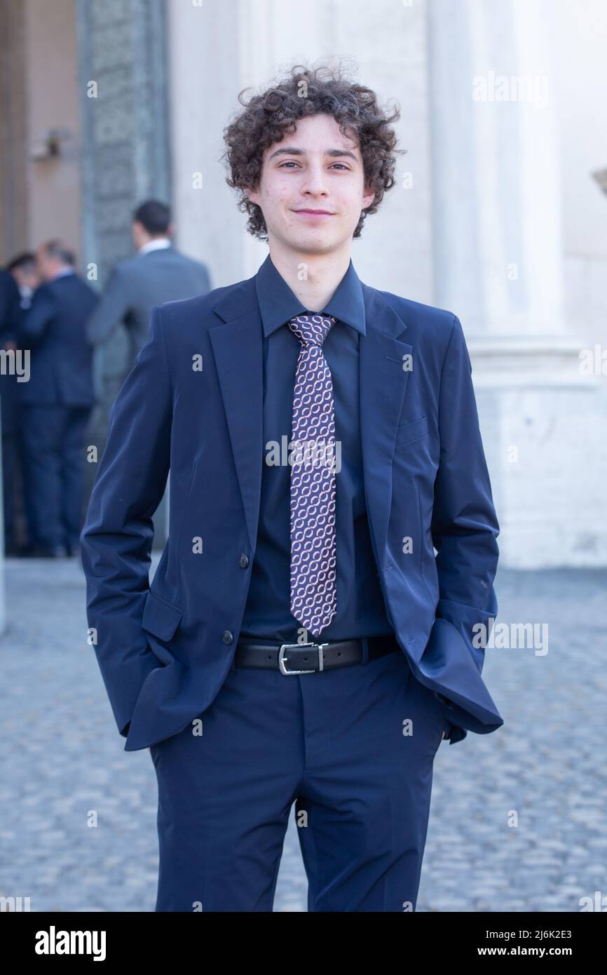 Filippo Scotti in front of entrance to Quirinal Palace in Rome for ...
