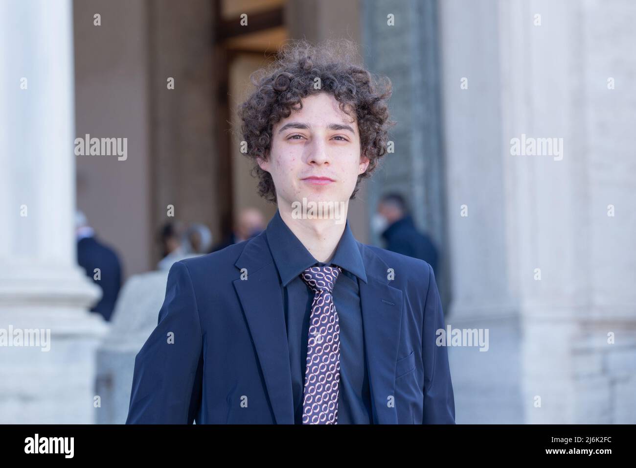 Filippo Scotti in front of entrance to Quirinal Palace in Rome for ...