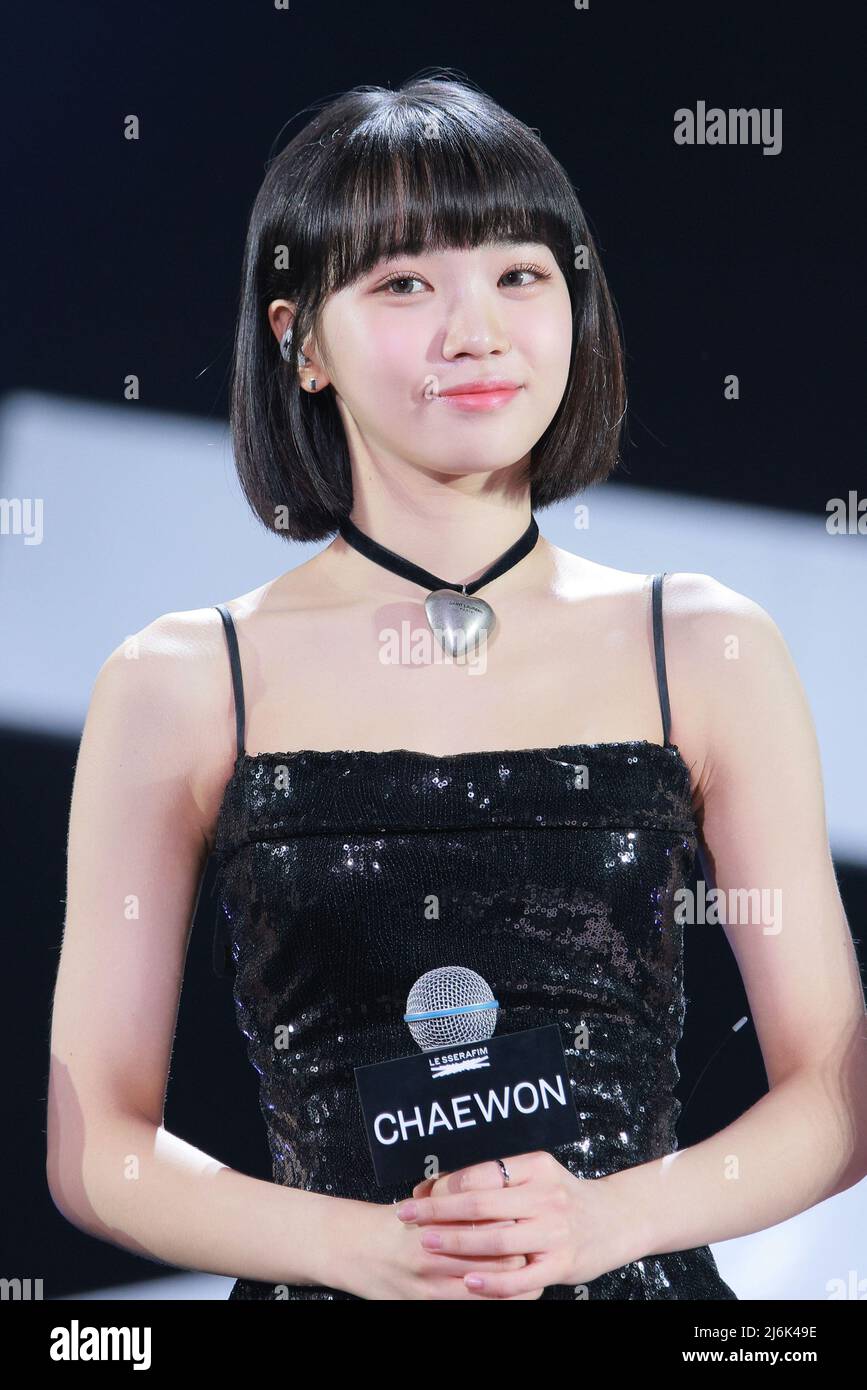 2 May 2022 - Seoul, South Korea : (L to R) Kim Chae-won, South Korean-Japanese K-Pop new girl ...