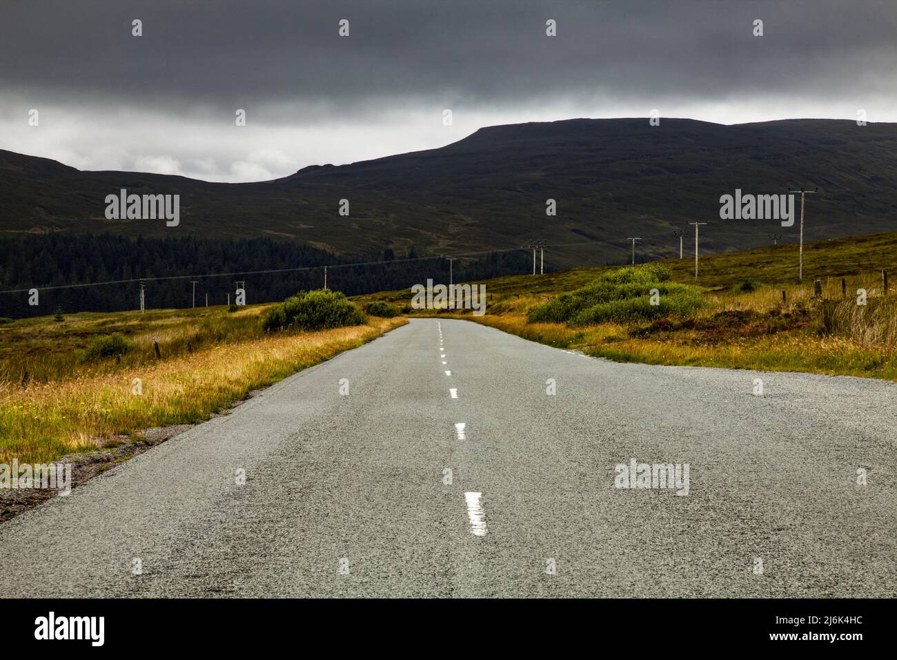 in the middle of a road/ highway in the Scottish Highlands on the Isle ...