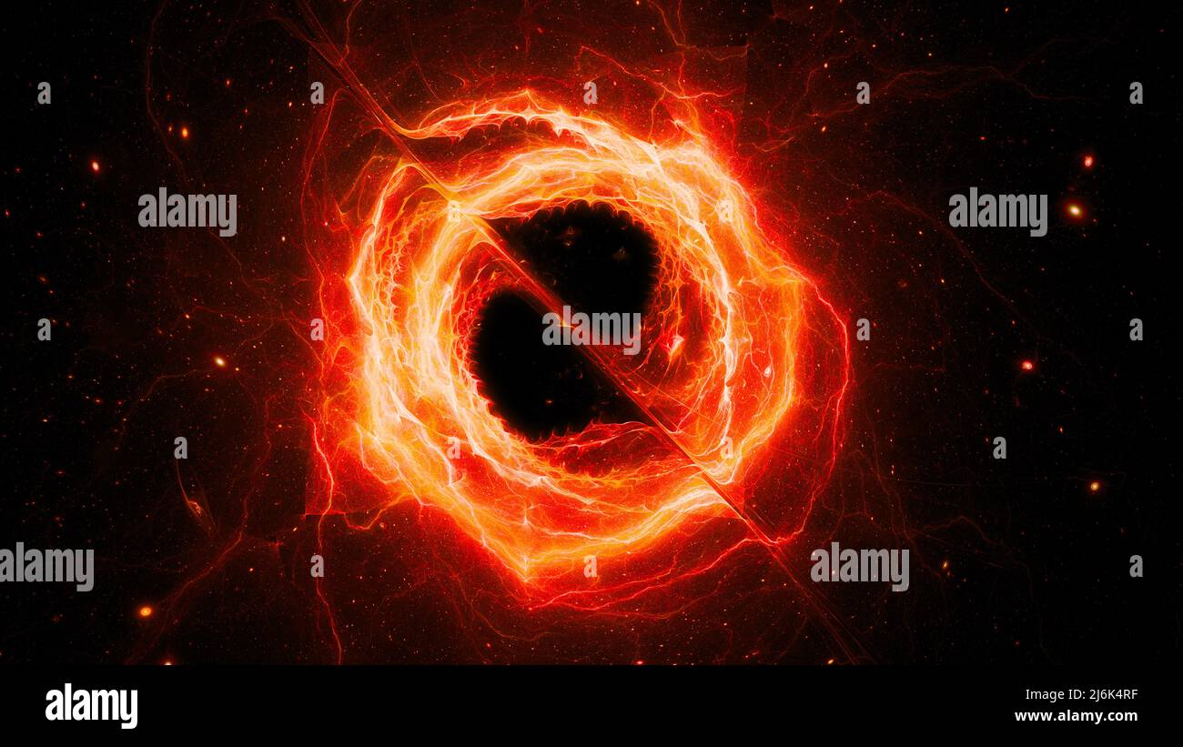 Fiery glowing forming of accretion disk with force field, computer ...