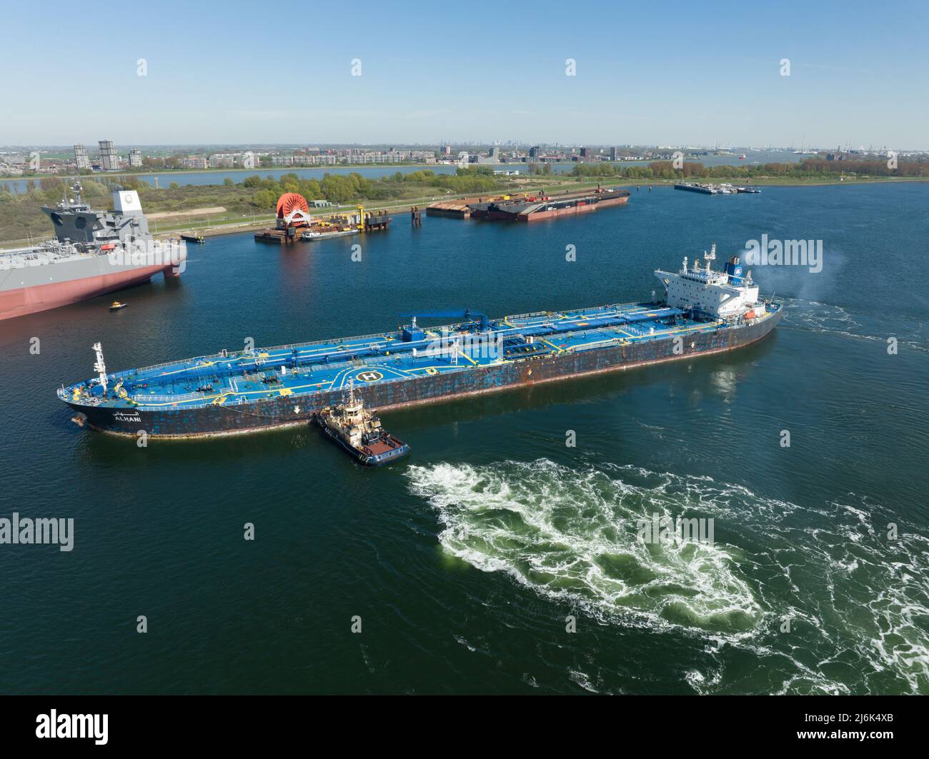 Rotterdam, 18th of april 2022, The Netherlands. Crude Oil Tanker ship ...