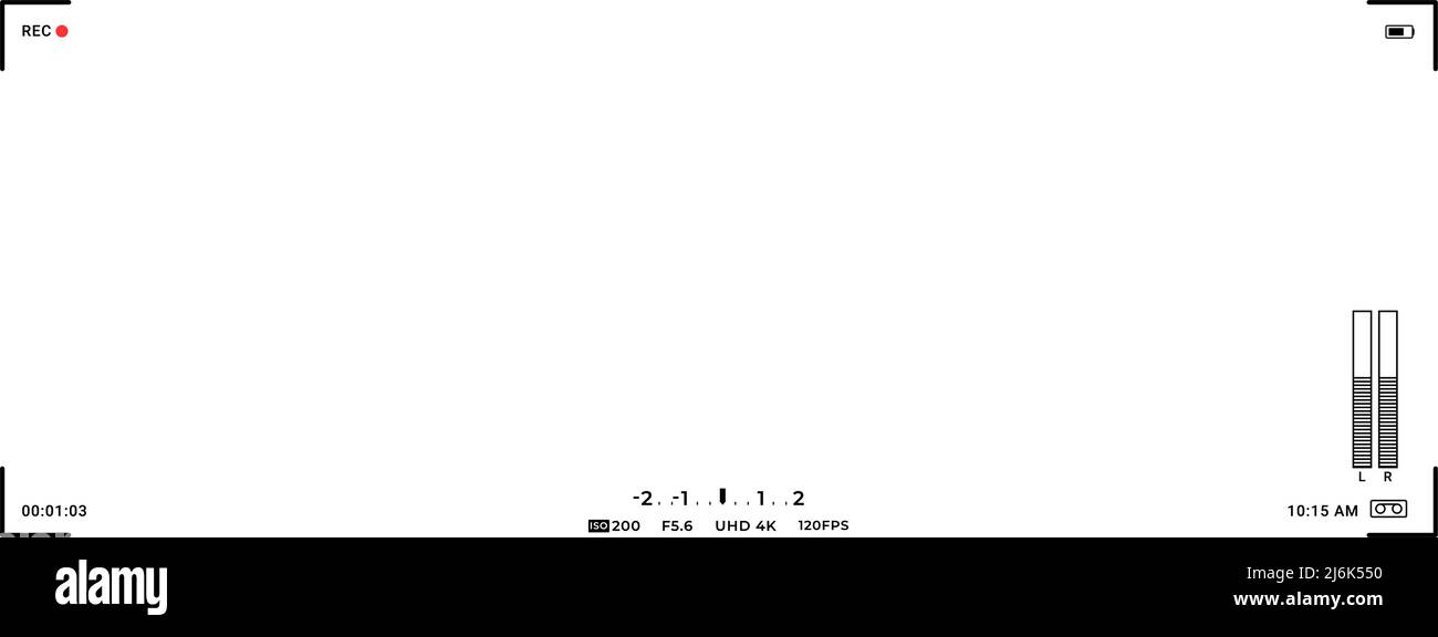 Video camera ultrawide frame with 47x20 ratio. Camcorder ui overlay ...