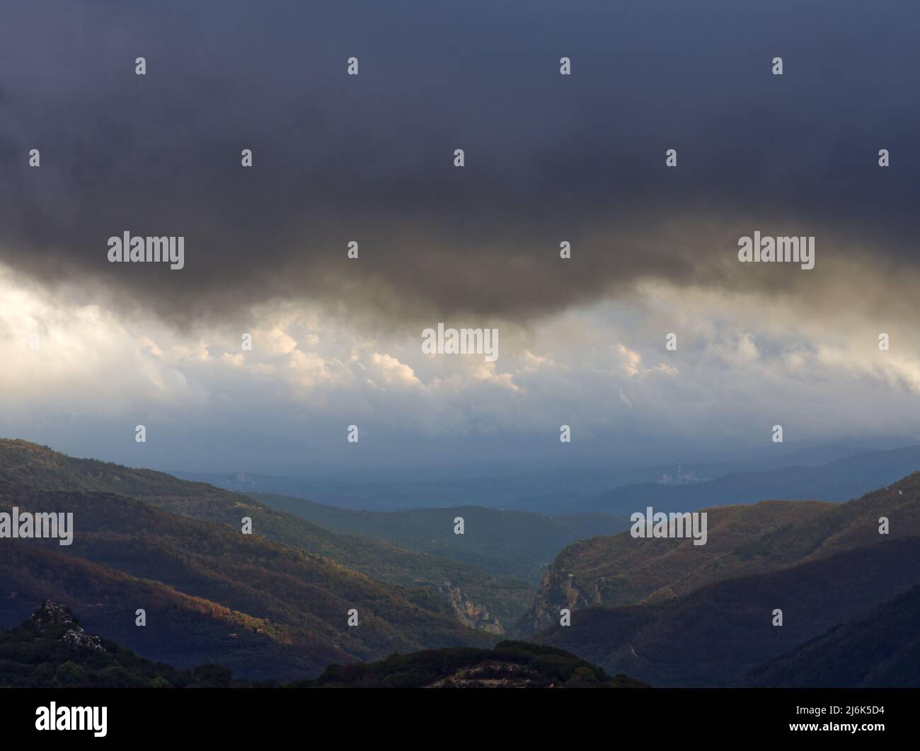 Heavy Clouds over gorge above Megalopolis city in Peloponnese, Greece ...