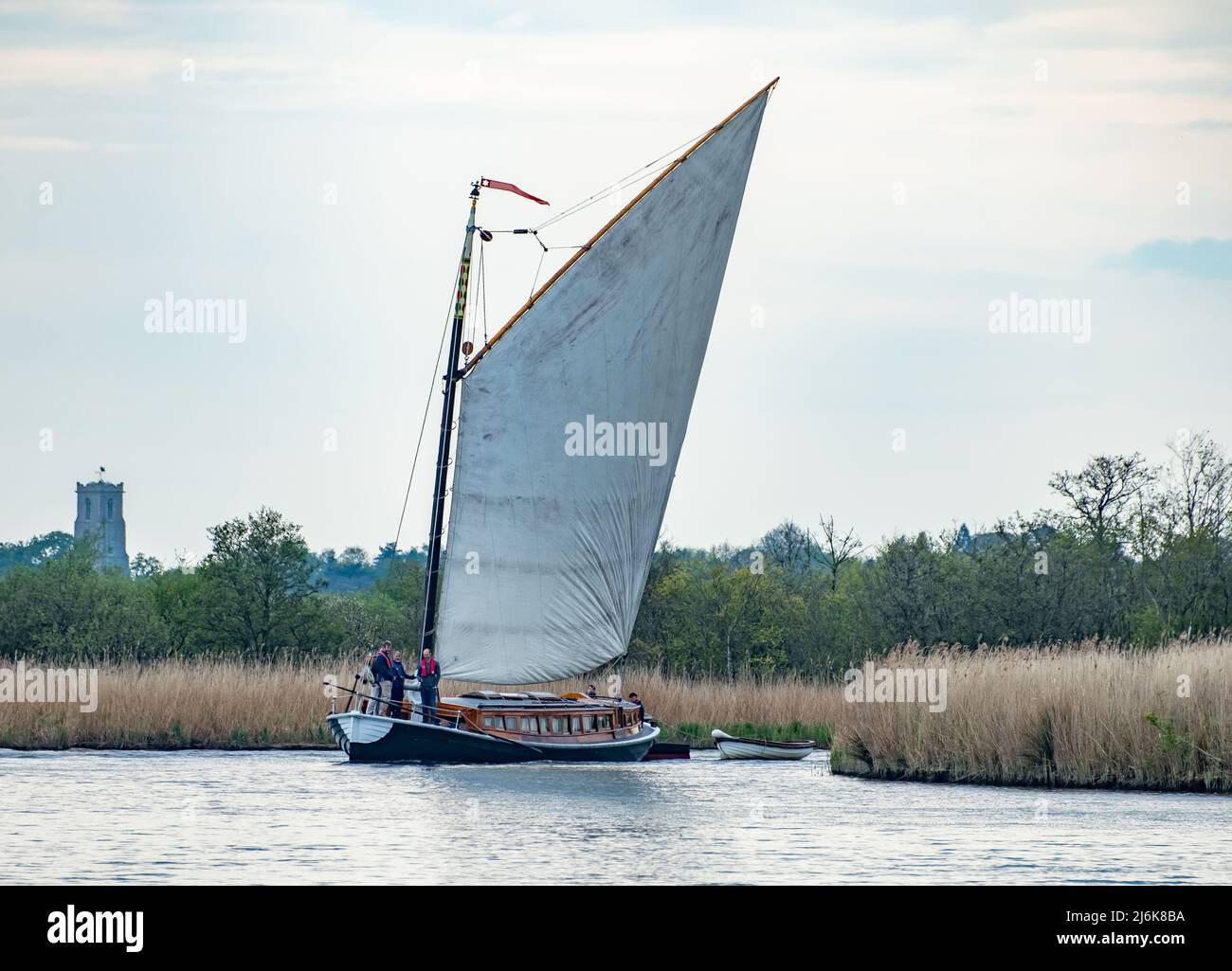 Horning, Norfolk, UK – 01 May 2022. The Norfolk pleasure wherry “Hathor ...