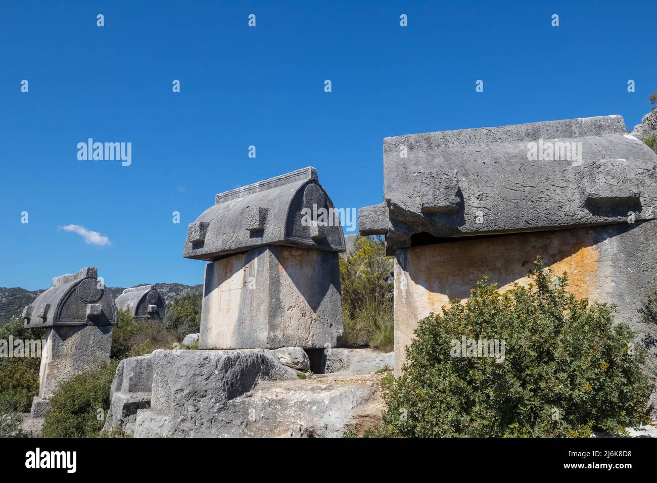 Famous historical Lycian ruins on the Lycian way, Turkey Stock Photo ...